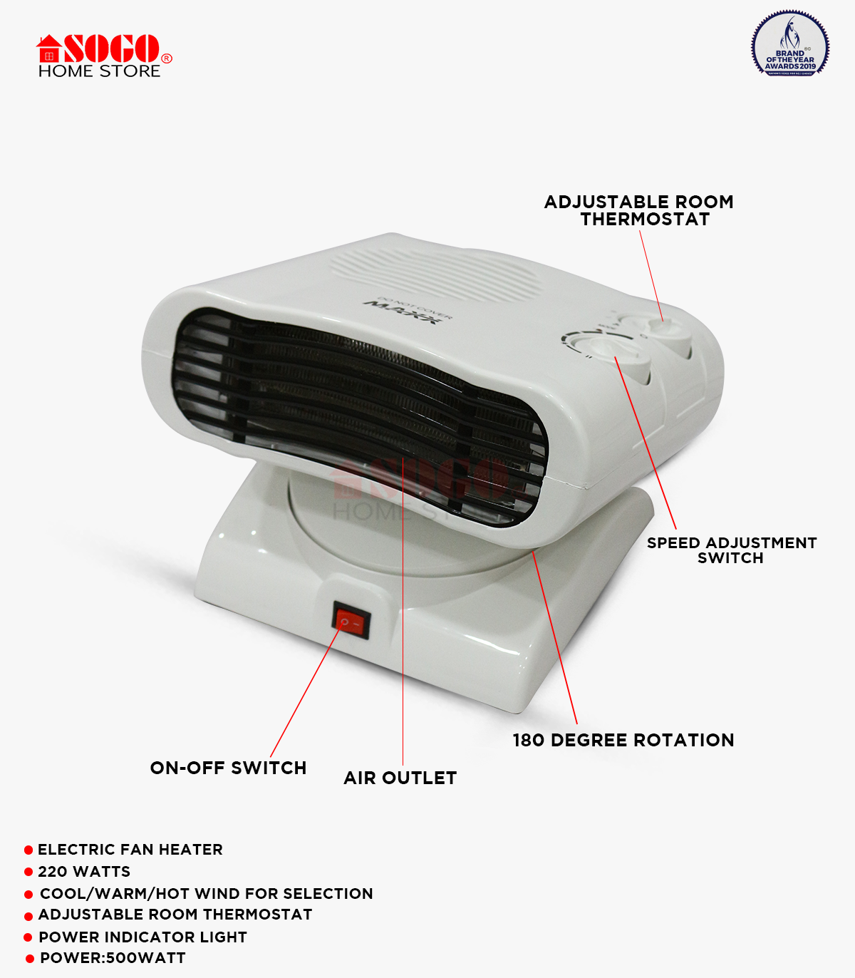 MAXX Electric Fan Heater (MX-112) – Sogo Home Store