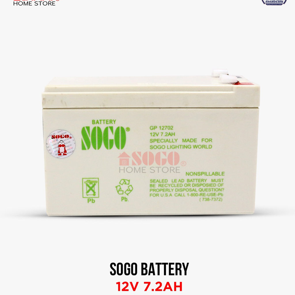 SOGO Rechargeable Dry Battery 12V 7.2AH – Sogo Home Store